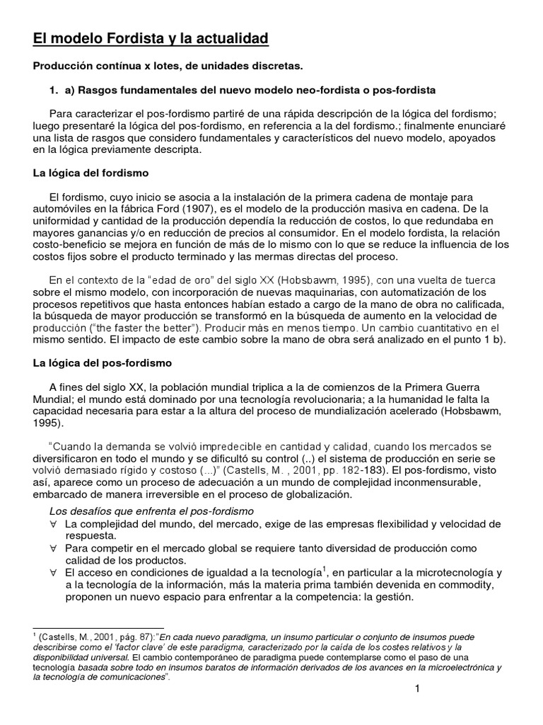 El Modelo Fordista | PDF | Recursos humanos | Calidad (comercial)