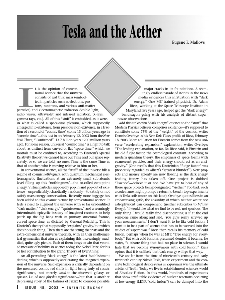 Tesla and The A Ether | PDF | Luminiferous Aether | Electromagnetic ...