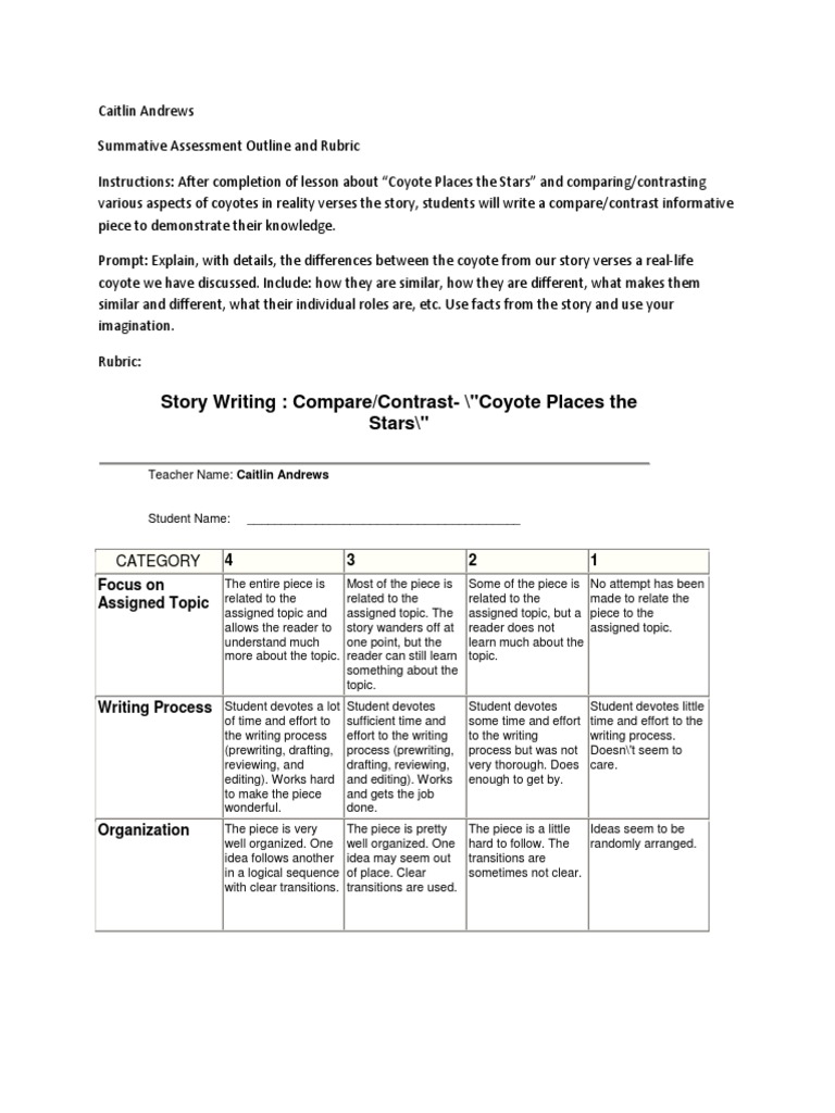 Summative Assessment Outline and Rubric | PDF