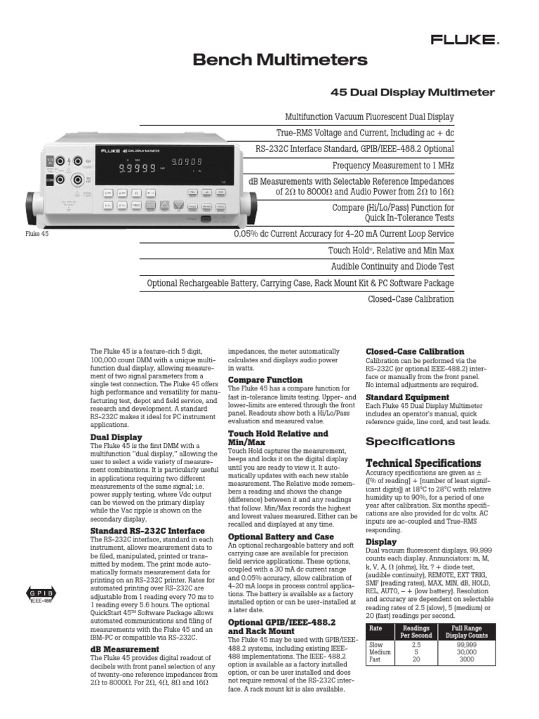 Fluke 45 | PDF | Decibel | Hertz