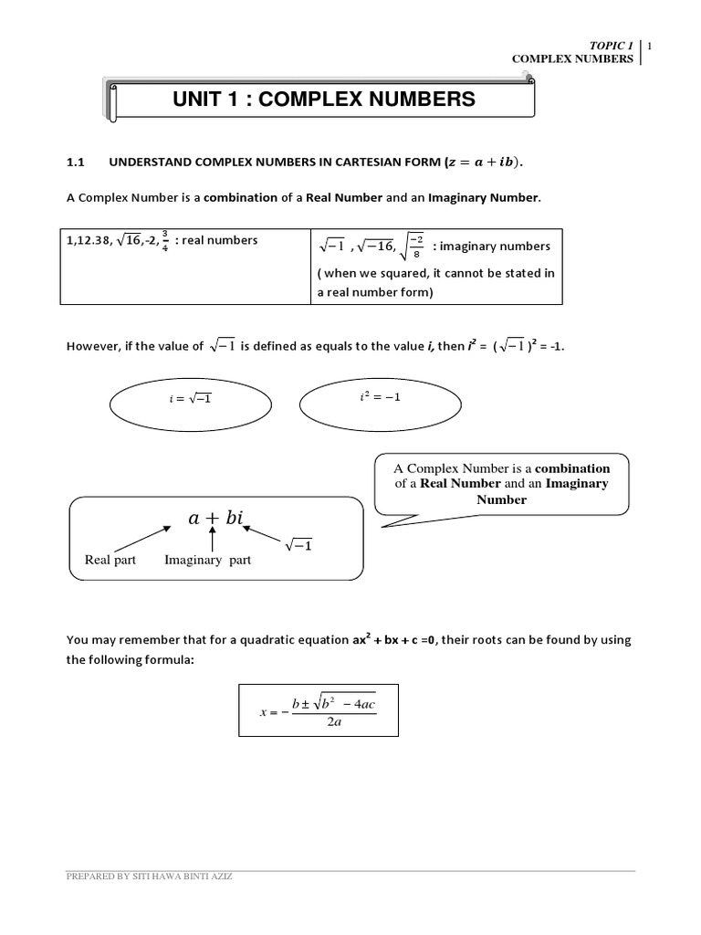UNIT 01 - Complex Numbers | PDF | Complex Number | Cartesian Coordinate ...