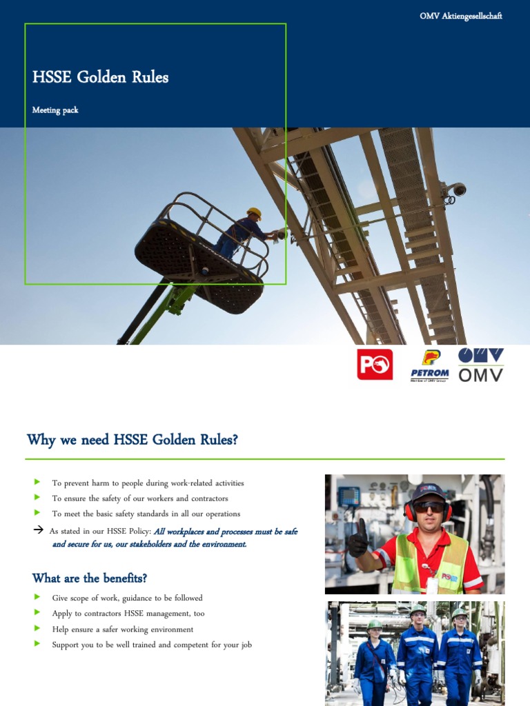 Golden Rules Meeting Pack - FV | PDF | Safety | Elevator