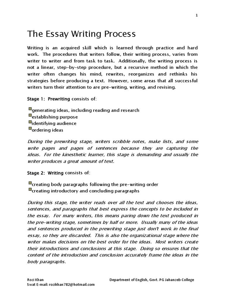The Essay Writing Process | PDF | Essays | Citation