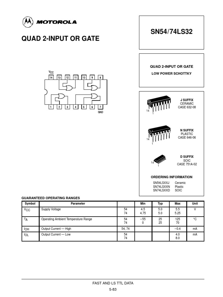 datasheet 74LS32 | Motorola | Electrical Engineering