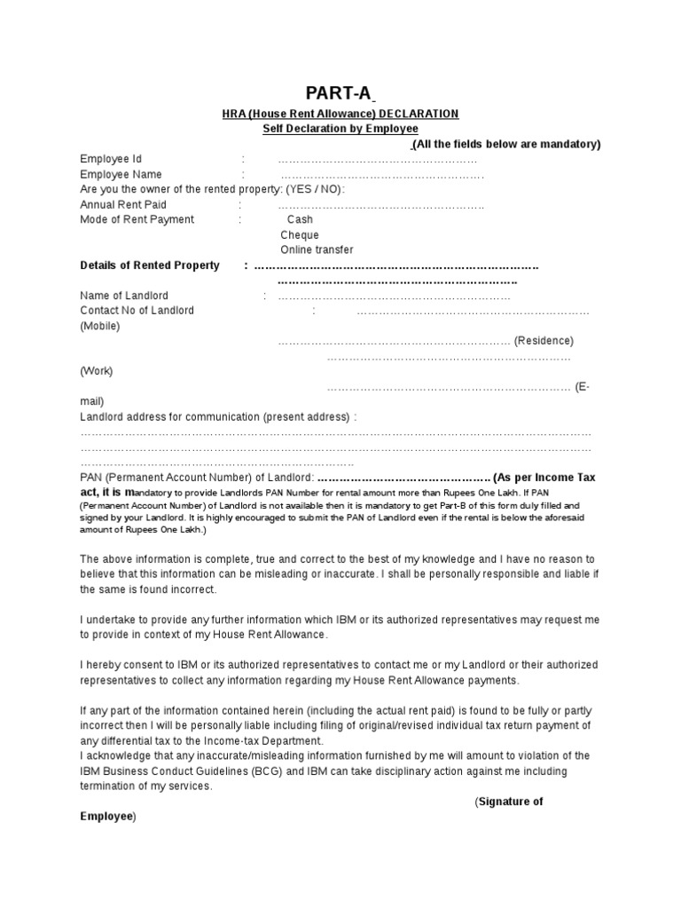 HRA Declaration Form | PDF