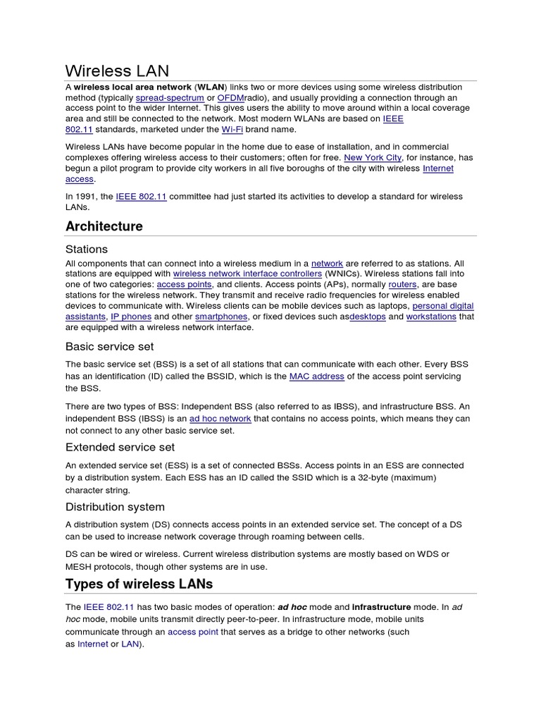 Basics of WLAN | PDF | Wireless Lan | Wireless Access Point