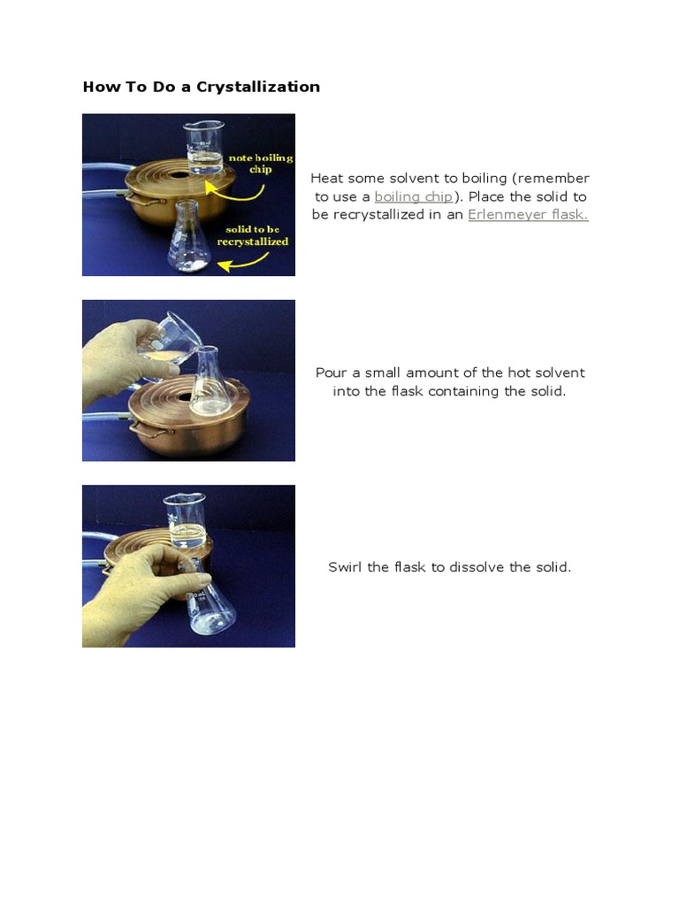 How To Do A Crystallization: Heat Some Solvent To Boiling (Remember ...