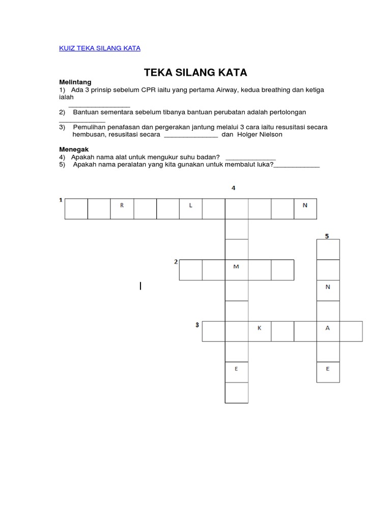 Kuiz Teka Silang Kata (BSMM) | PDF