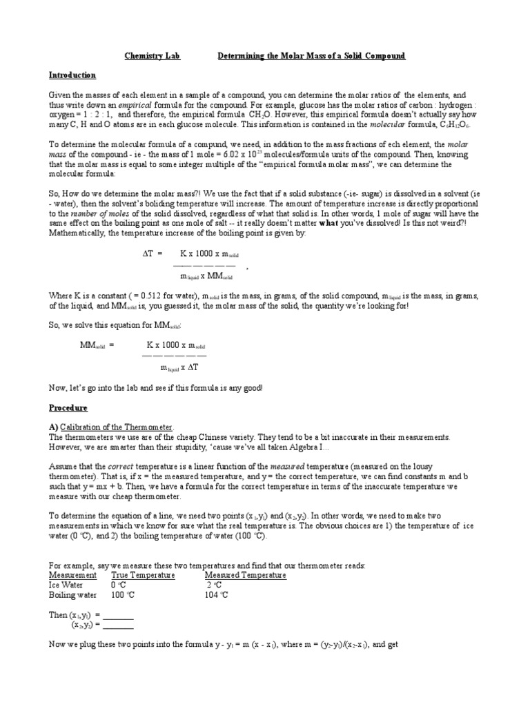 Molar Mass Activity For Grade 11 Chemistry | PDF | Mole (Unit) | Molecules