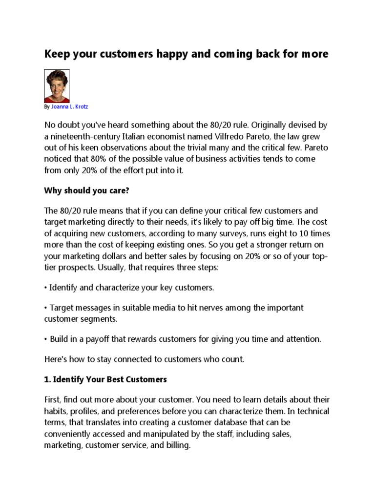 Keep Your Customers Happy and Coming Back For More | PDF | Customer ...