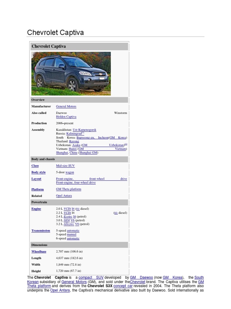 Chevrolet Captiva | PDF | General Motors Marques | Off Road Vehicles