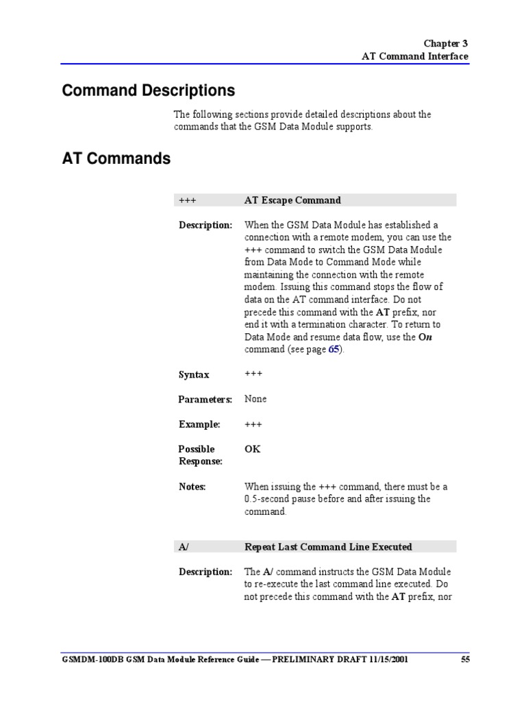 AT Command Reference Guide PDF | PDF | Bit Rate | Command Line Interface