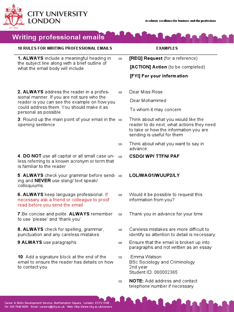 10 Rules For Writing Professional Emails | PDF