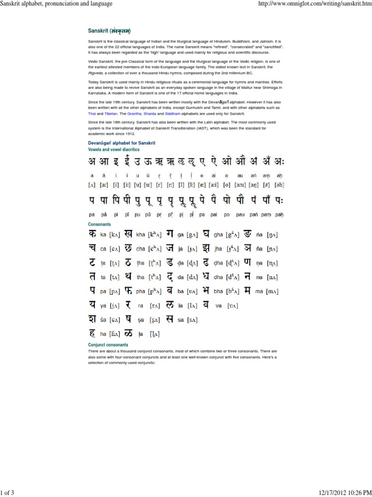 Sanskrit Alphabet, Pronunciation and Language | Sanskrit | Alphabet