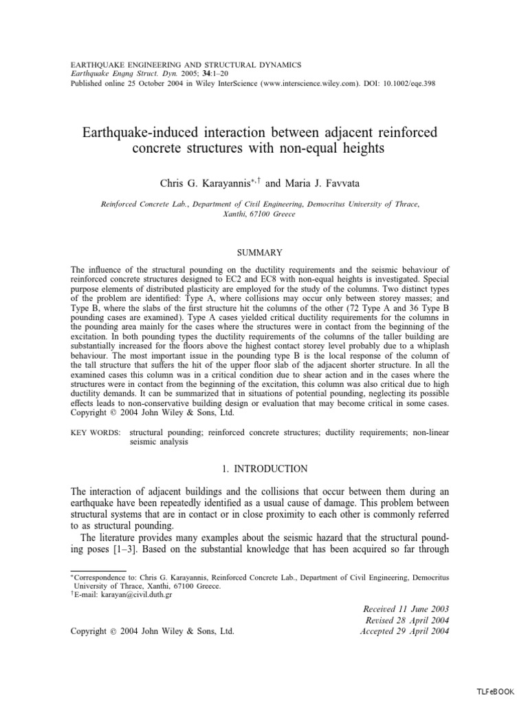 Earthquake Engineering & Structural Dynamics | PDF | Column ...