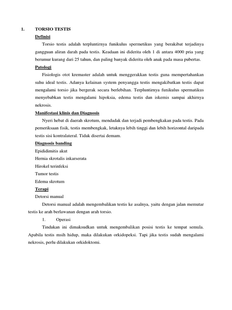 Torsio Testis: Diagnosis dan Terapi | PDF
