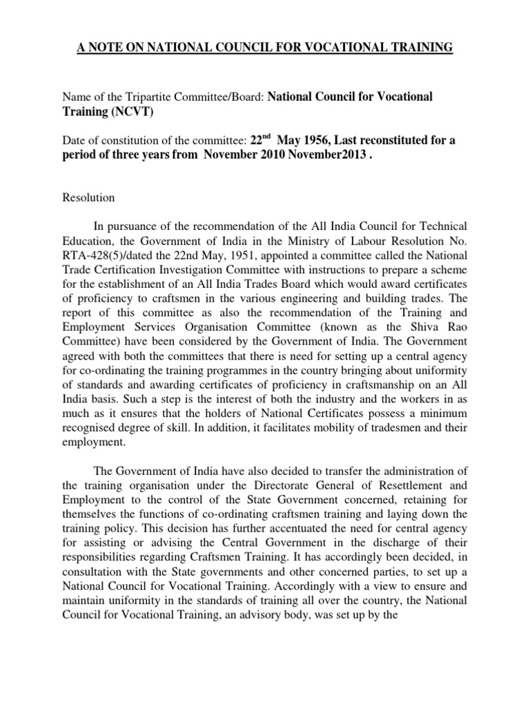 What Is NVT | PDF | Vocational Education | Government Of India