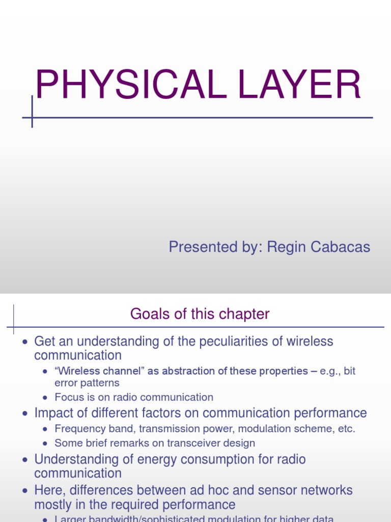 Physical Layer - Wireless Sensor Networks | PDF | Channel (Communications) | Modulation