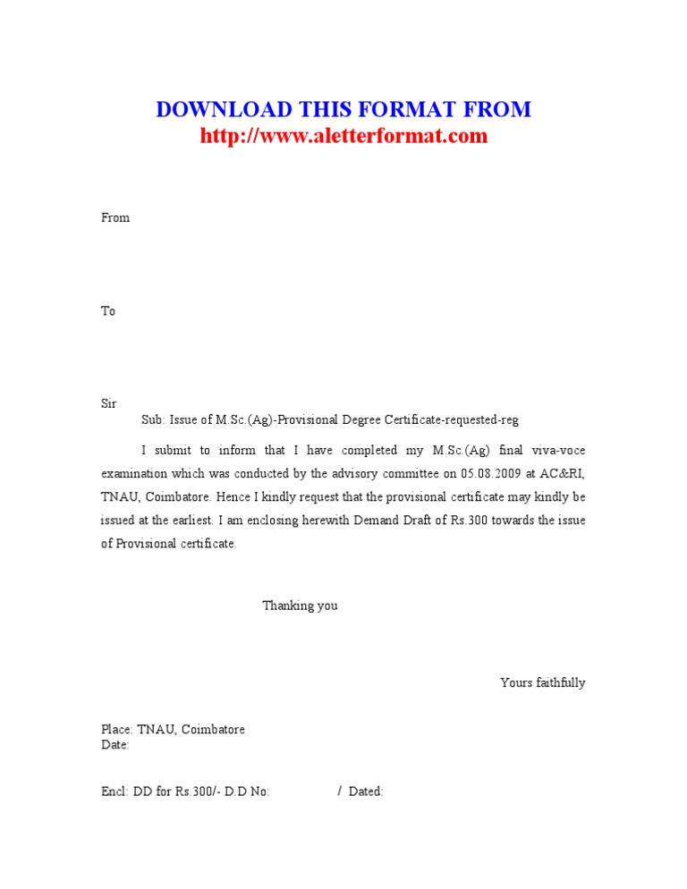 Provisional Certificate