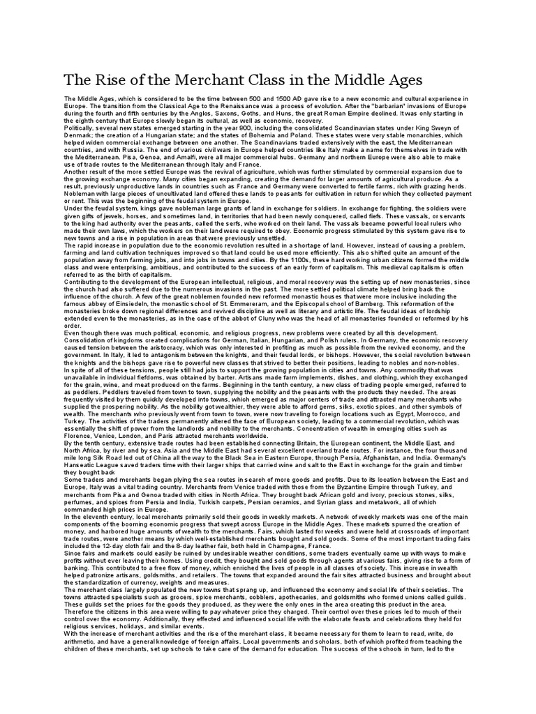 The Rise of the Merchant Class in the Middle Ages | Middle Ages | Weaving