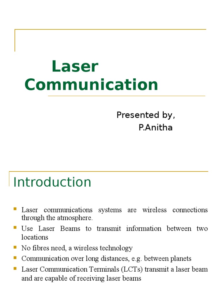 Laser Communication | PDF | Communications System | Laser