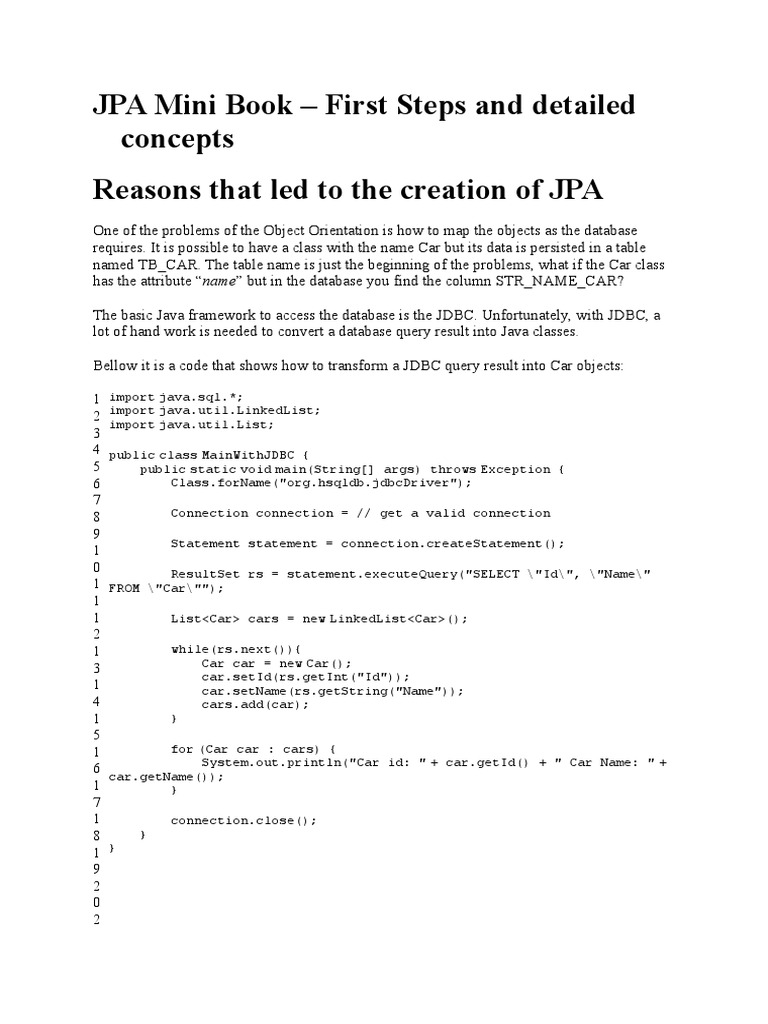 JPA Mini Book | PDF | Databases | Sql