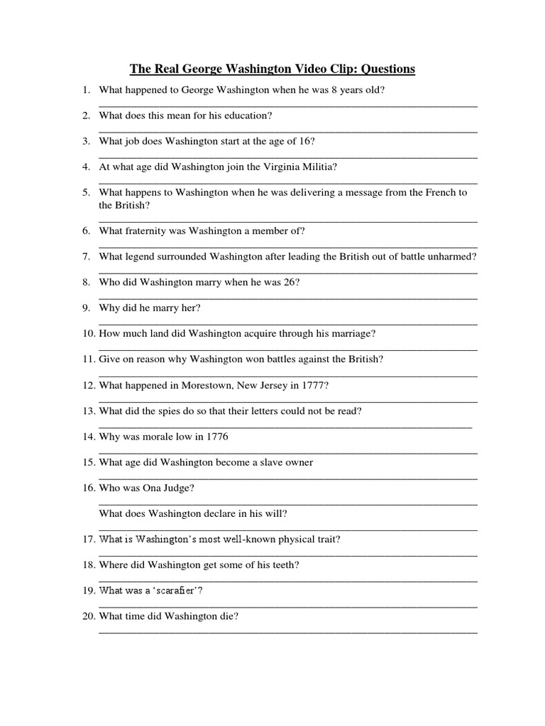 The Real George Washington Questions | PDF