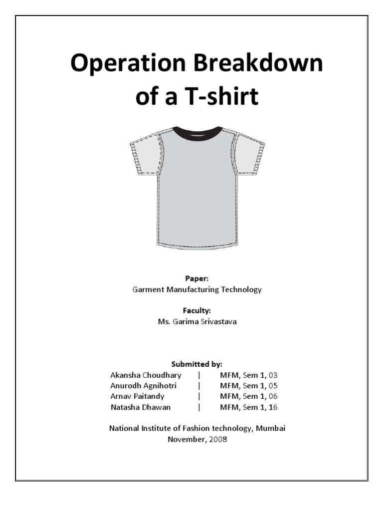 T-Shirt Operation Breakdown Guide | PDF | Seam (Sewing) | T Shirt