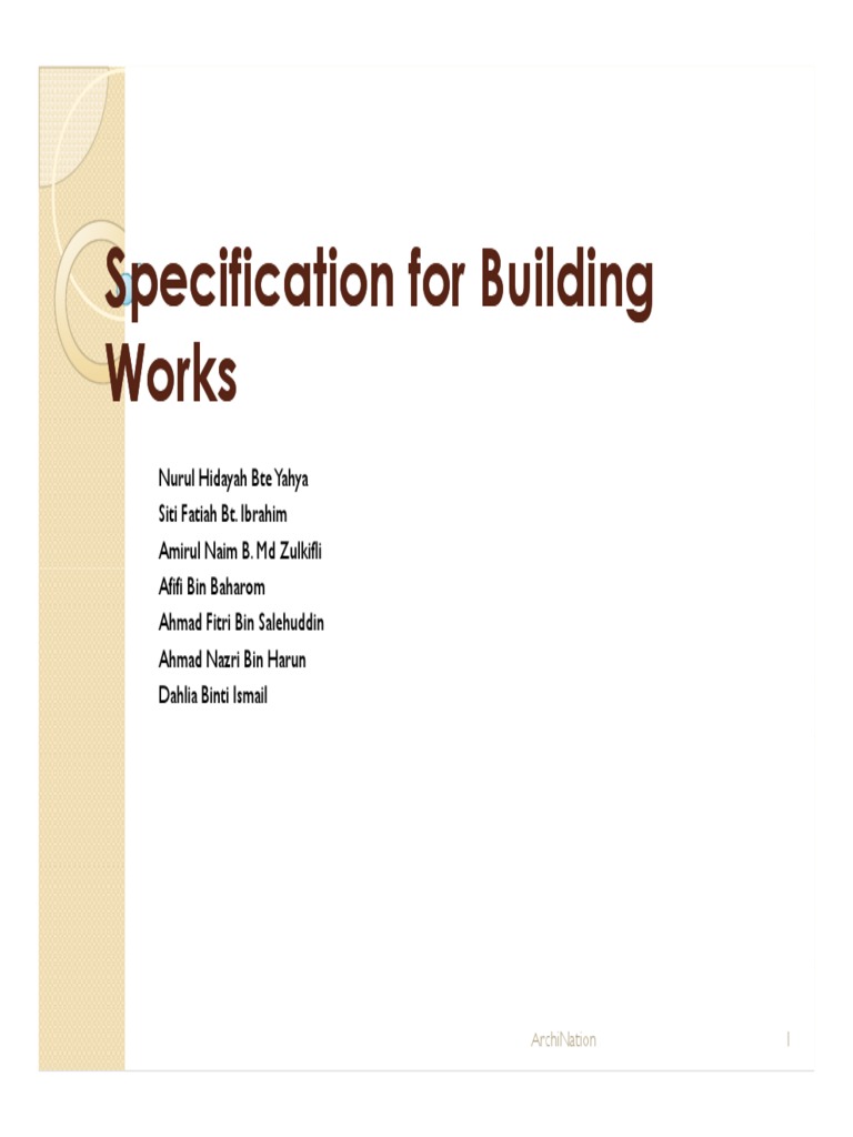 Building Works Specification Guide | PDF | Specification (Technical ...