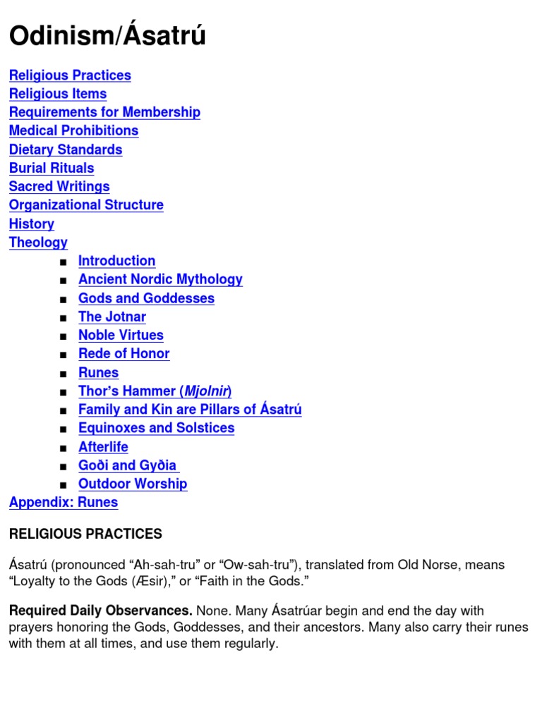 Odinism/Asatru | PDF | Heathenry (New Religious Movement) | Æsir