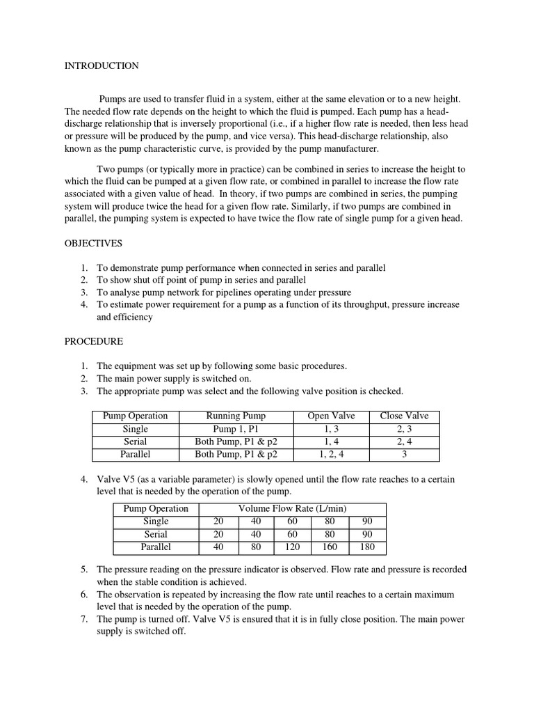 Pump Performance: Series vs. Parallel | PDF | Flow Measurement | Pump