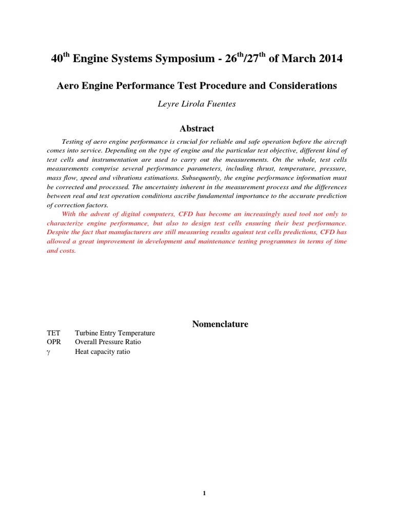 Aero Engine Performance Testing Guide | PDF | Thrust | Jet Engine