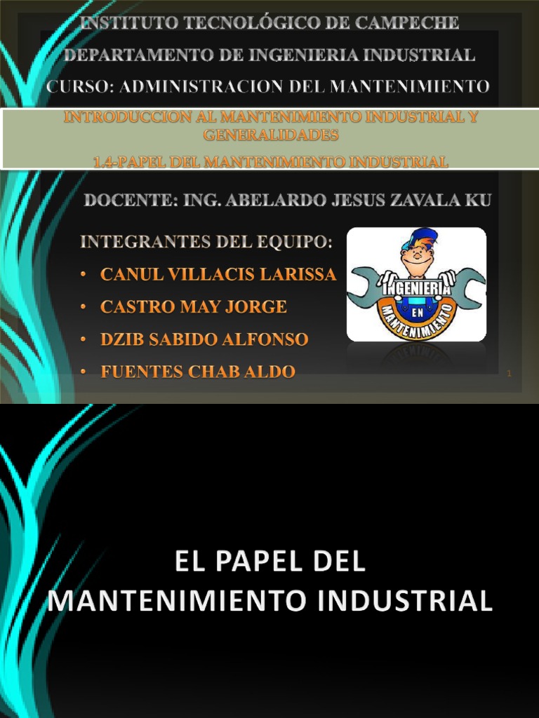 1.4-Papel Del Mantenimiento Industrial | PDF