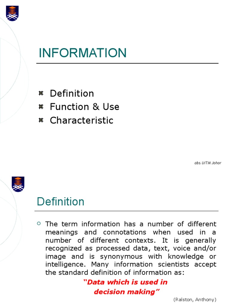 Information - Definition | PDF | Information | Data