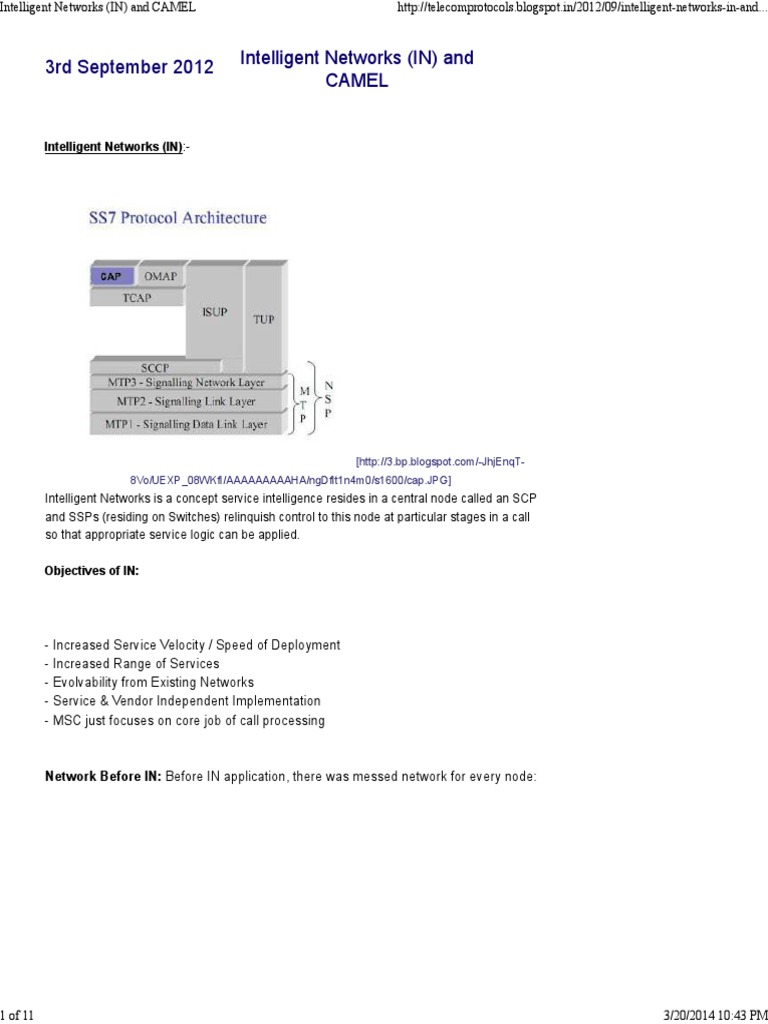 Intelligent Networks (In) and CAMEL | PDF | Software Defined Radio ...