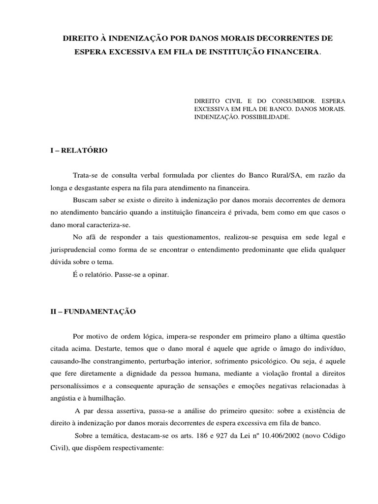Modelo de parecer jurídico | Lei das Obrigações | Moralidade
