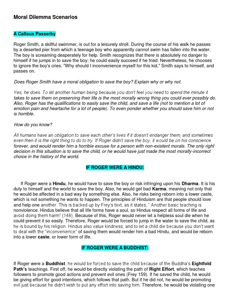 Moral Dilemma Scenarios | PDF | Confucianism | Noble Eightfold Path
