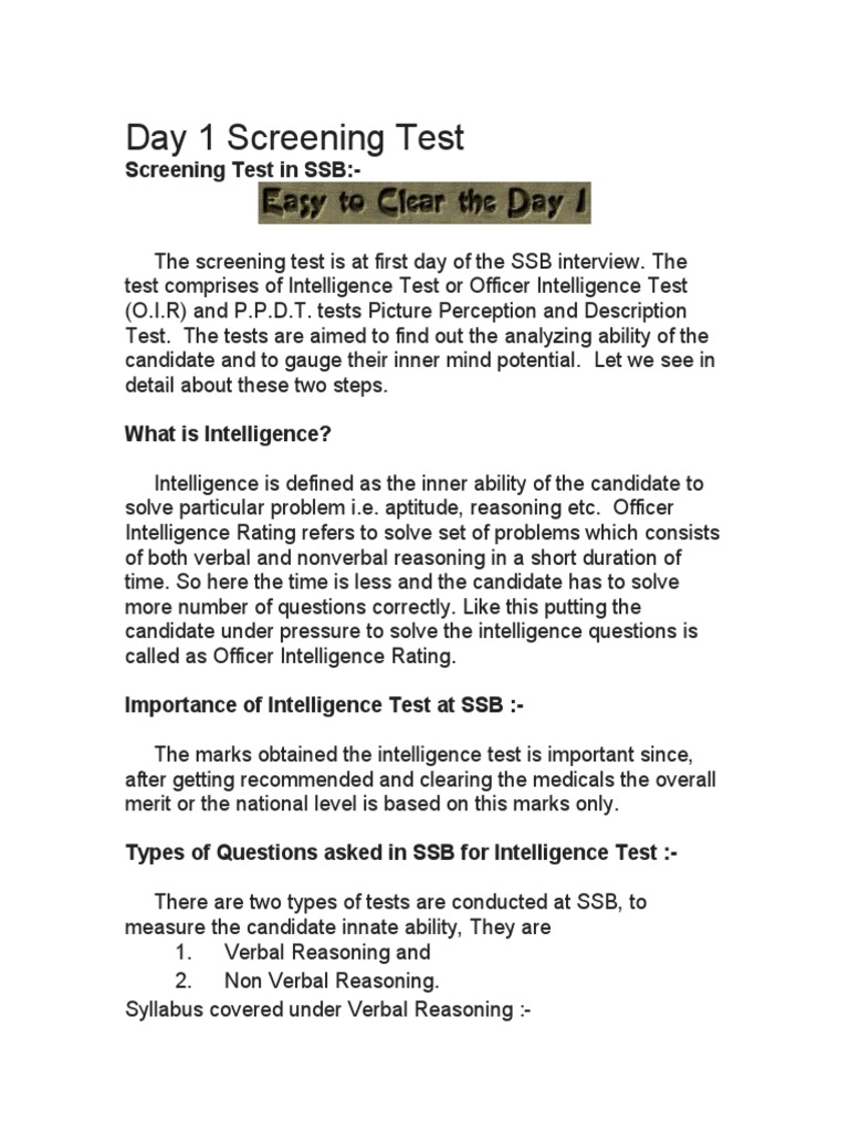 SSB Guide | PDF | Psychology | Further Education