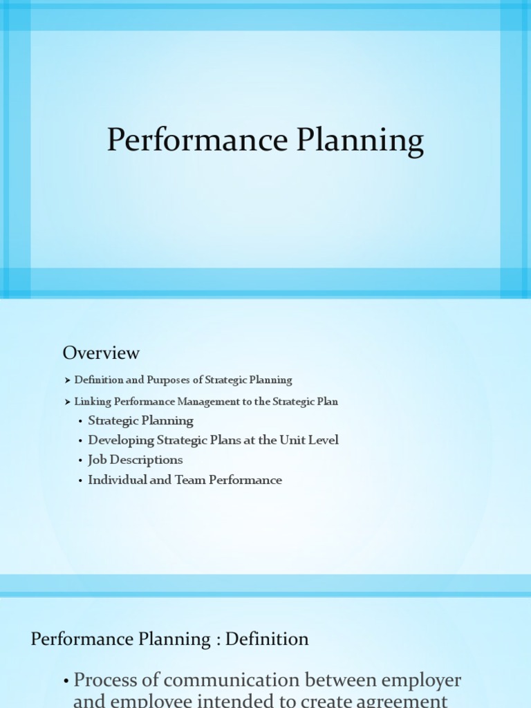Performance Planning Overview | PDF | Strategic Management | Strategic ...