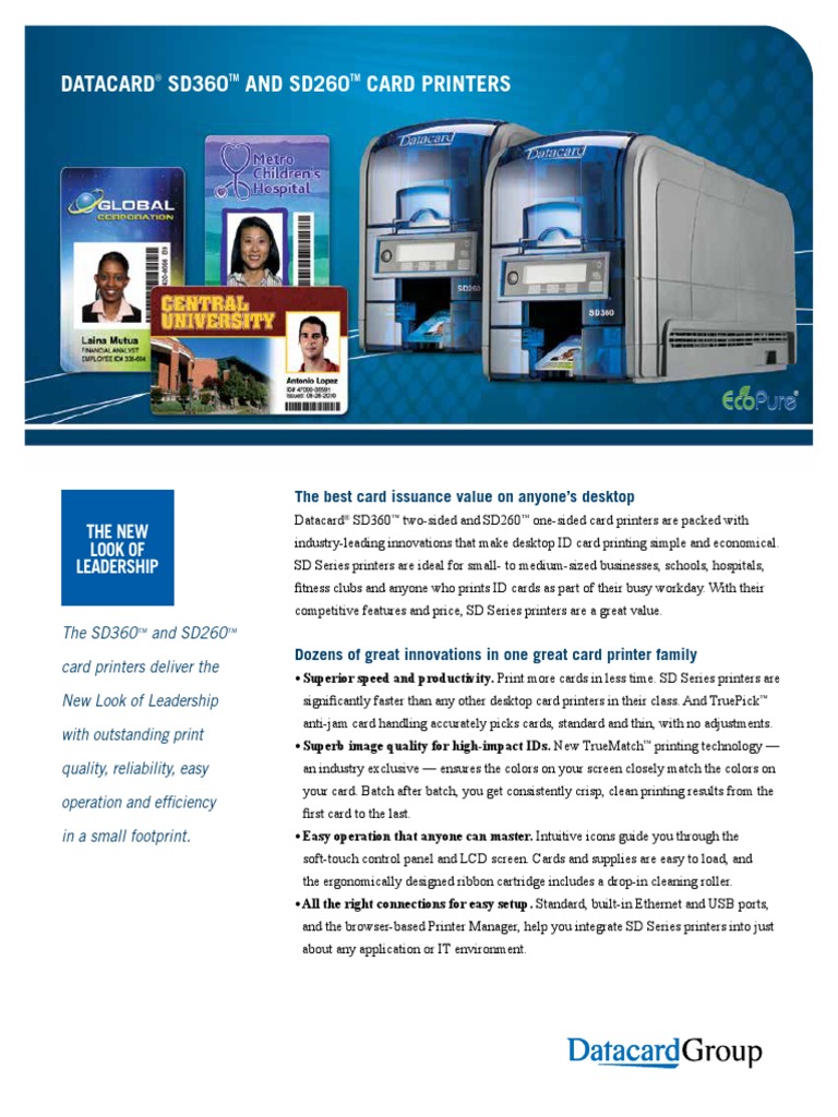 Impresoras Datacard Serie SD DP12-9010 SD260-360 DataSheet LR | PDF