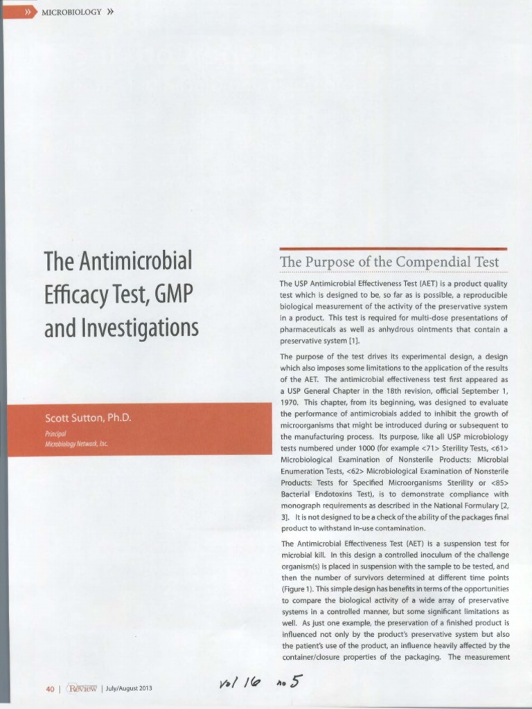 Antimicrobial Effectiveness Test GMP Investigations | PDF | Growth ...