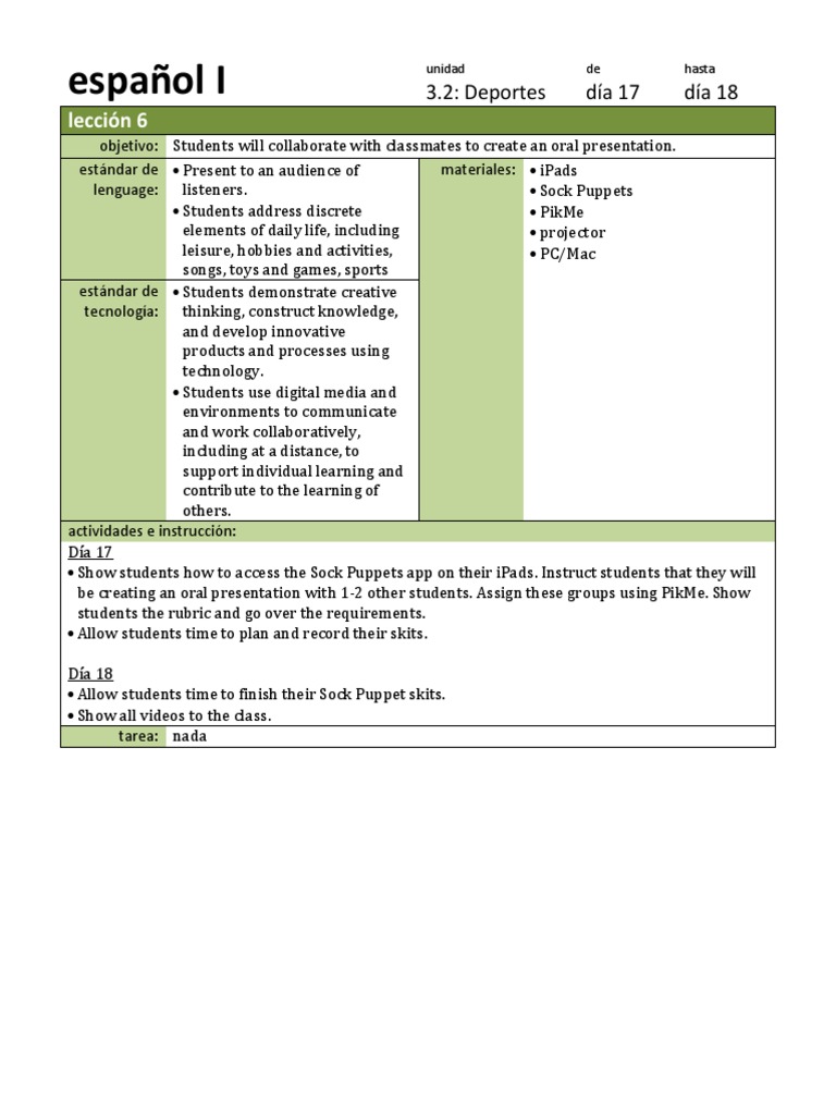 Oral Presentation Project in Spanish Class | PDF
