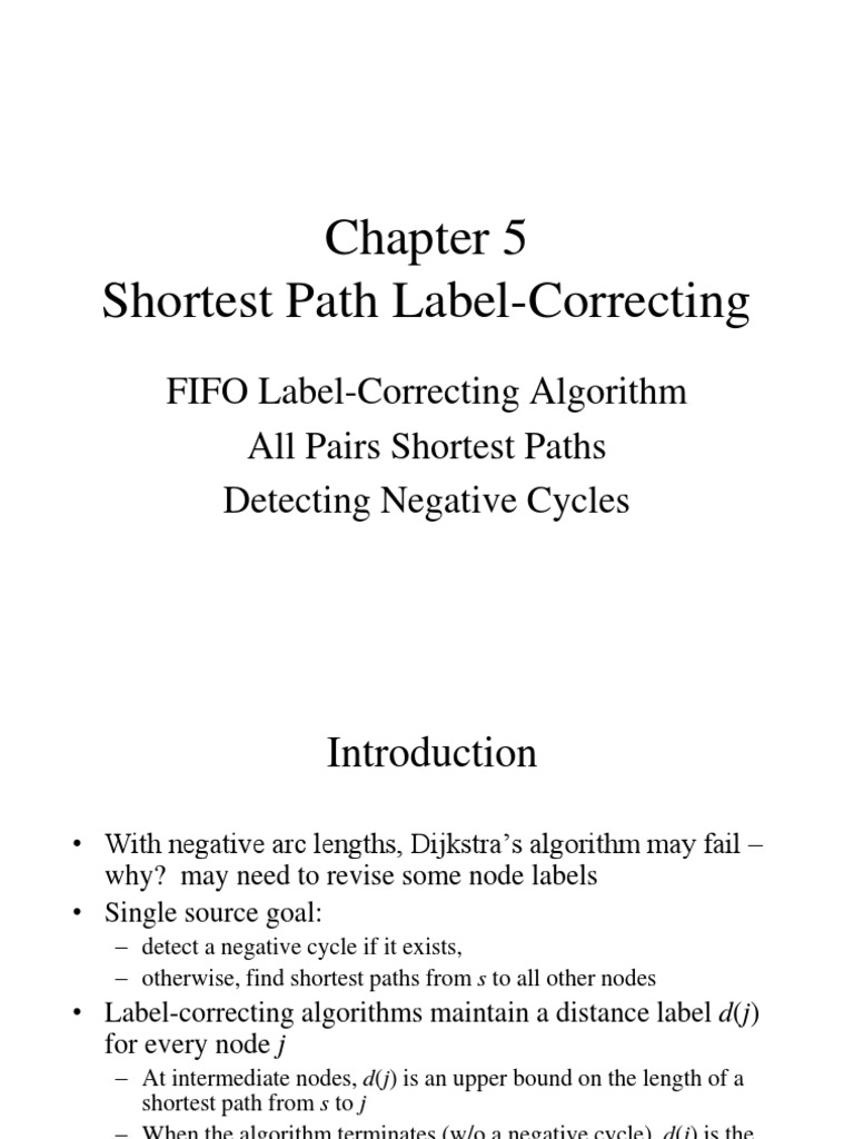 FIFO Label-Correcting Algorithm All Pairs Shortest Paths Detecting ...