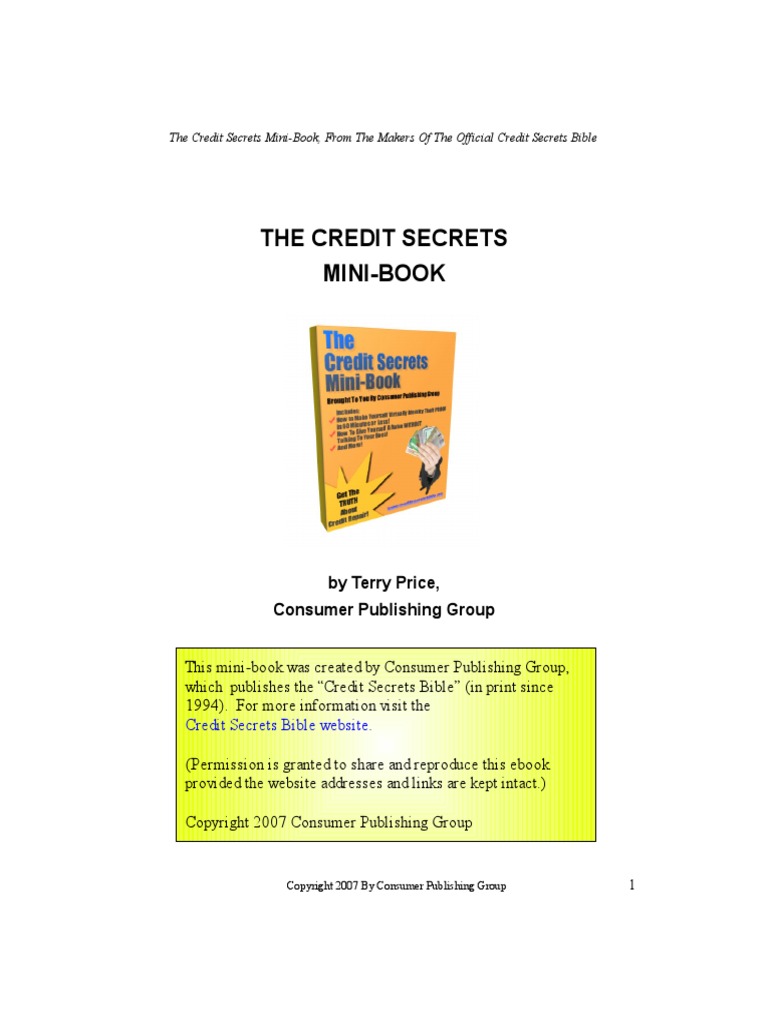 Credit Secrets: THE CREDIT SECRETS MINI-BOOK | PDF | Credit History ...