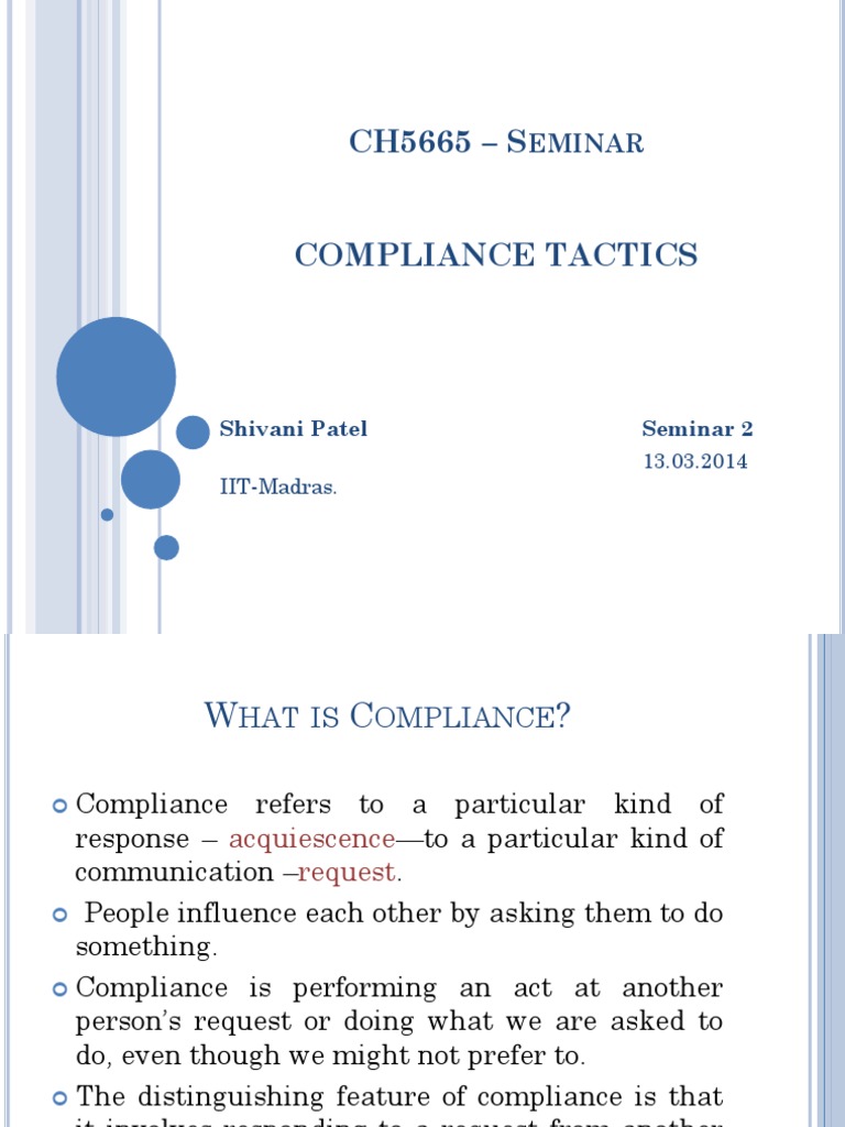 Compliance Tactics | Social Psychology | Influence (Social And Political)