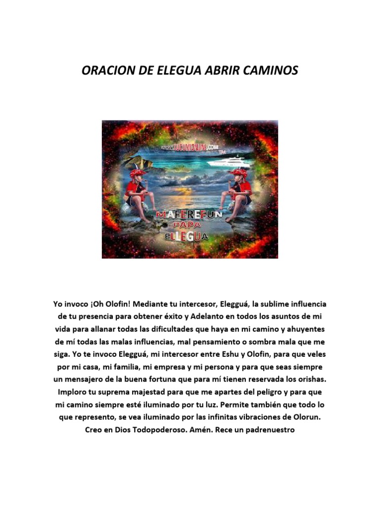 Oracion de Elegua Abrir Caminos | PDF