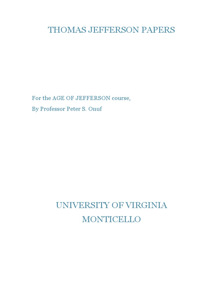 Thomas Jefferson Papers | PDF | Thomas Jefferson | John Adams