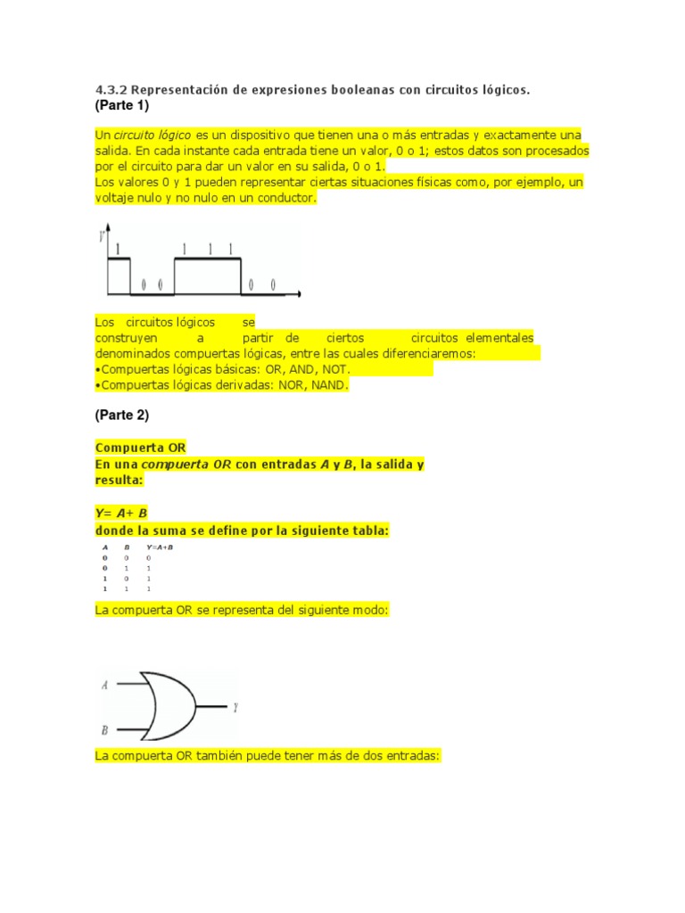 4.3.2 Representaciones de Expresiones Booleanas Con Circuitos Logicos | PDF | Puerta lógica ...