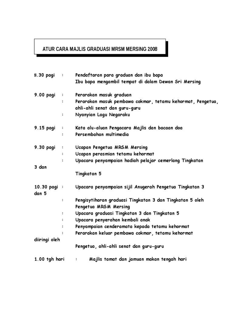 Contoh Atur Cara Majlis | PDF