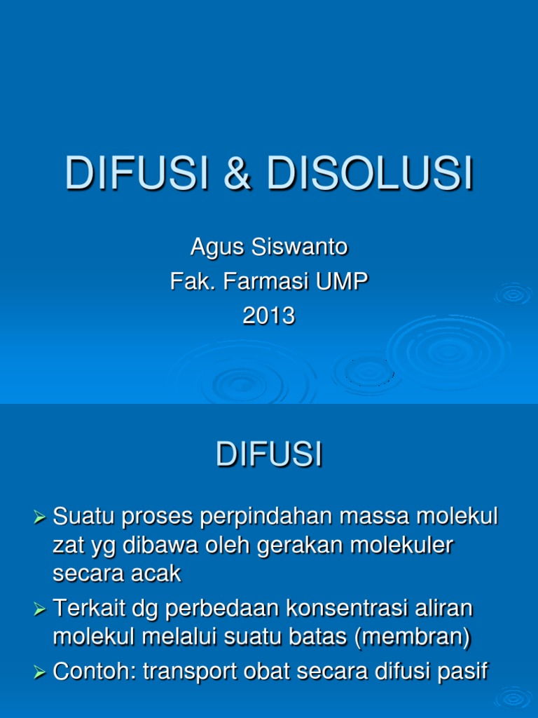 Difusi & Disolusi | PDF | Metode & Bahan Ajar